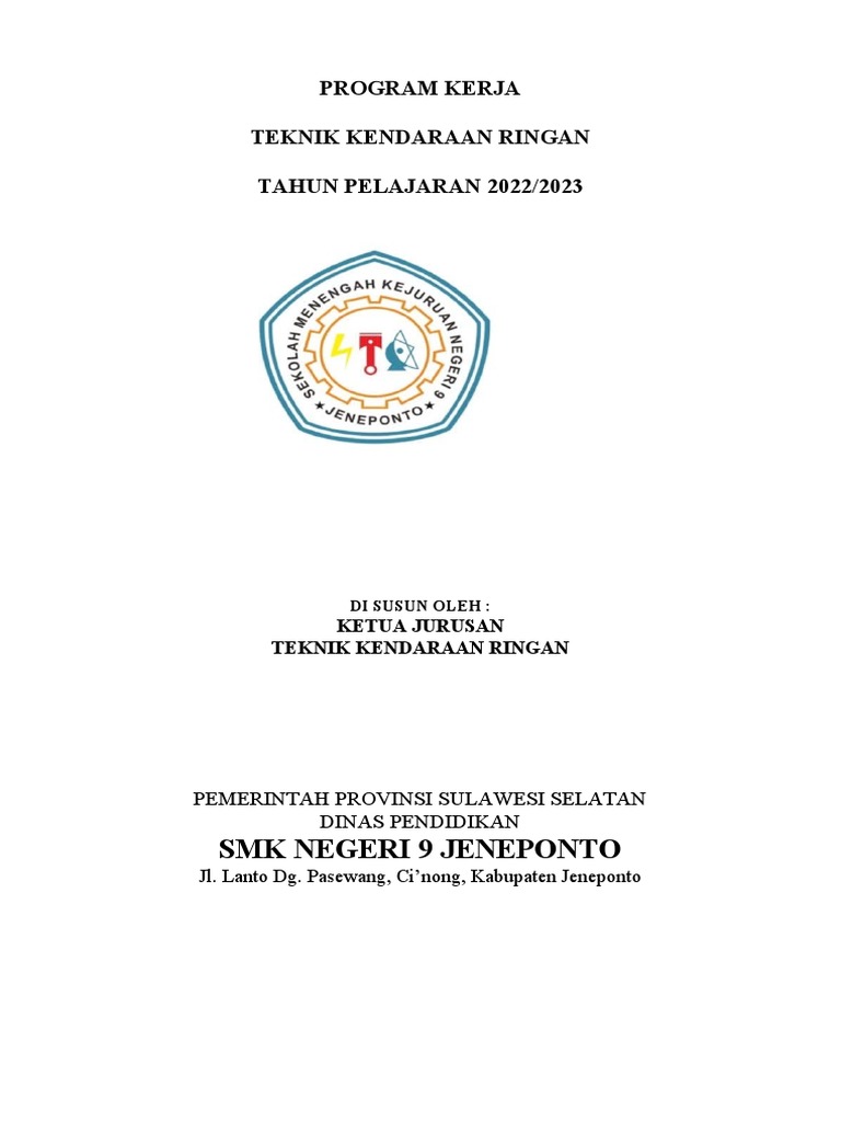 Program Kerja Ketua Jurusan TKR SMKN 9 Jeneponto | PDF