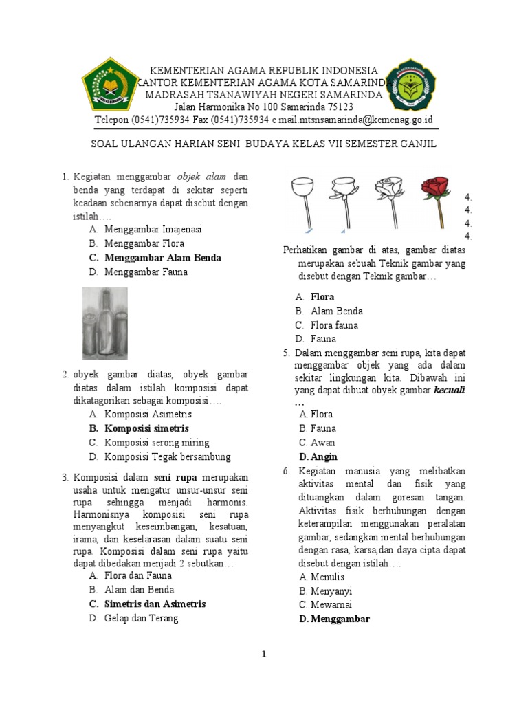 Kunci Jawaban Soal Seni Uh 1 Coretan | PDF