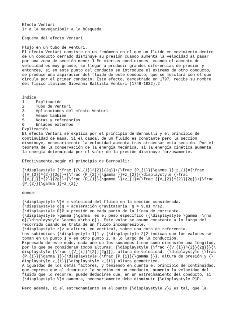 Efecto Venturi | Descargar gratis PDF | Mecánica de Medios Continuos | Física Aplicada e ...