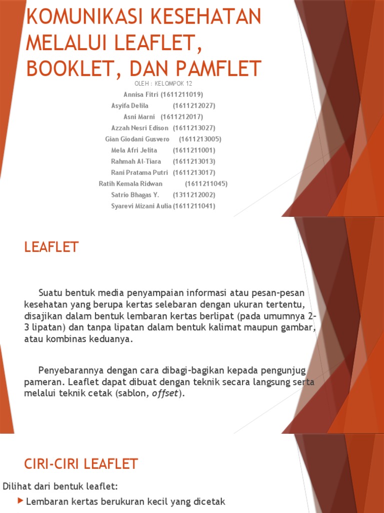 Komunikasi Kesehatan Melalui Leaflet, Booklet, Dan Pamflet | PDF