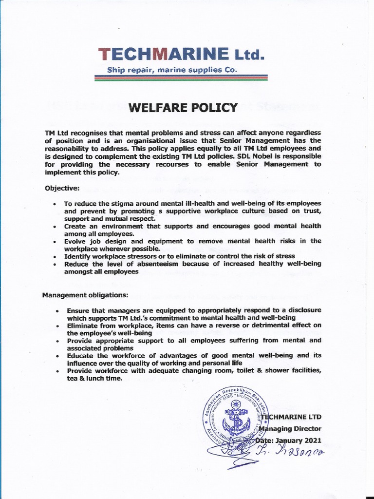 TM Welfare Policy | PDF