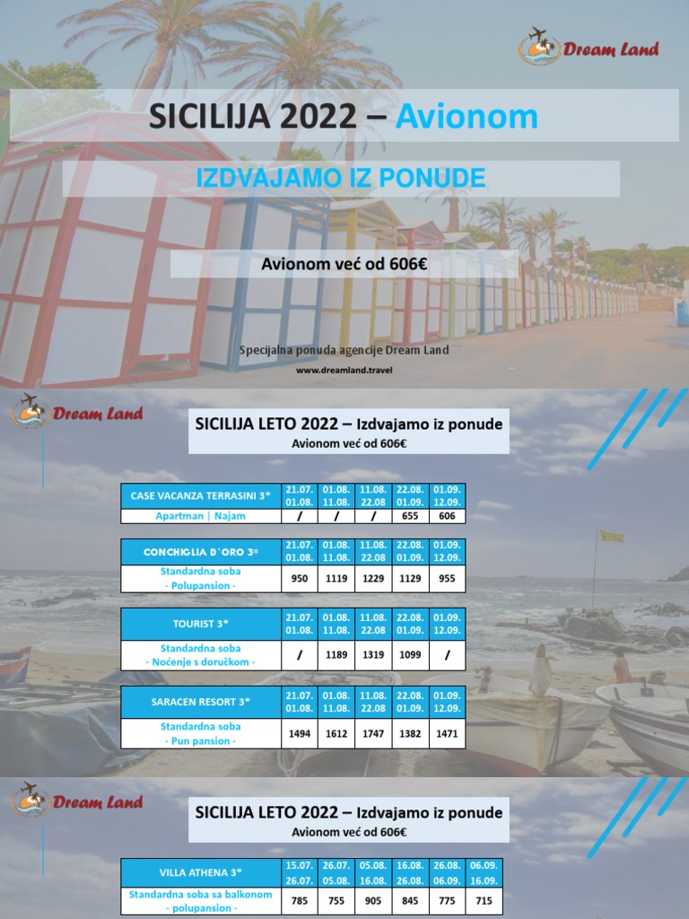 Sicilija Izdvajamo Iz Ponude Leto 2022 | PDF