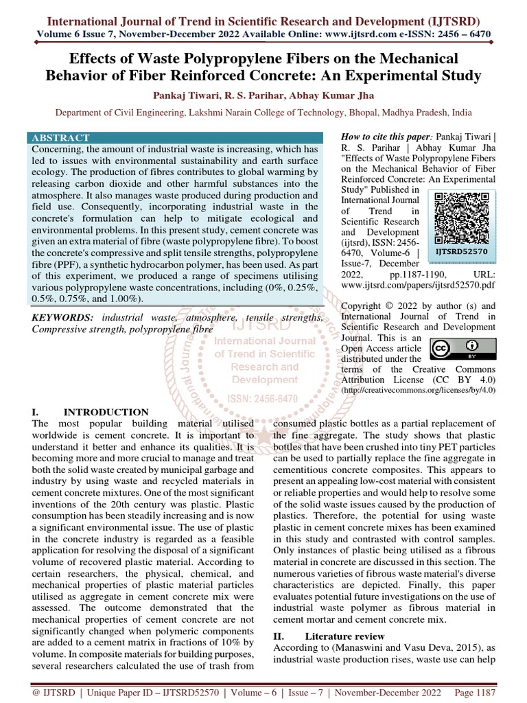 Effects of Waste Polypropylene Fibers On The Mechanical Behavior of ...