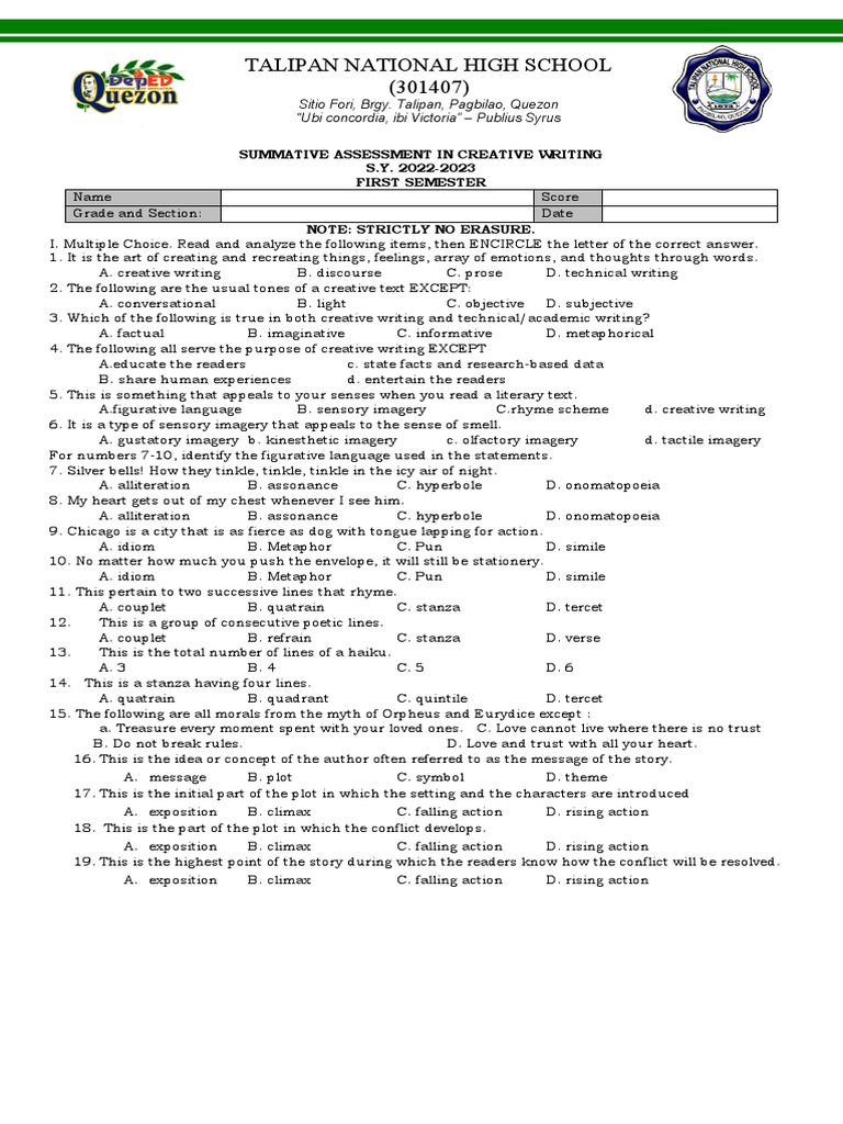CREATIVE-WRITING-summative Long | PDF | Poetry | Senses
