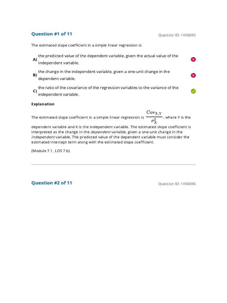 Reading 7 Introduction To Linear Regression - Answers | PDF | Errors ...