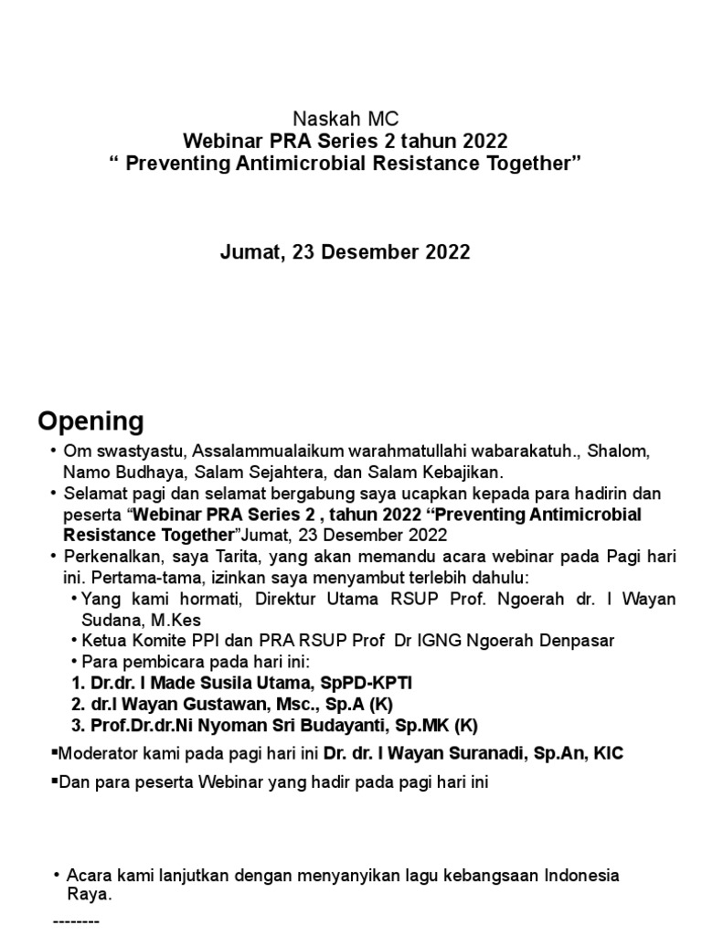 Teks MC Webinar PRA | PDF | Kesehatan Holistik