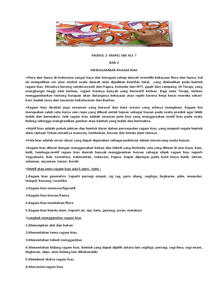 Modul 2 Mapel SBK KLS 7 A-I Bab 2 | PDF