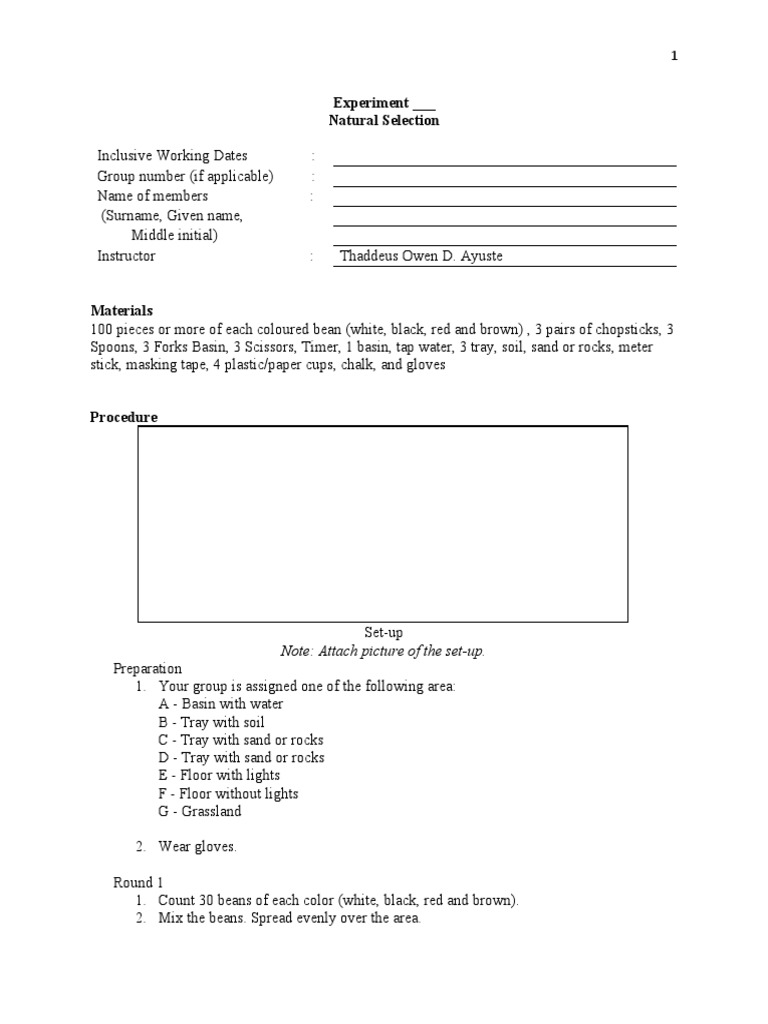 Experiment 5-Natural Selection | PDF
