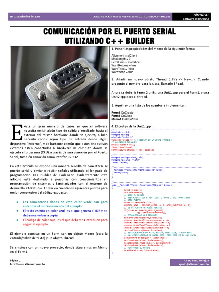 Comunicacion Por El Puerto Serial C++Builder | PDF | C ++ | Hardware de ...