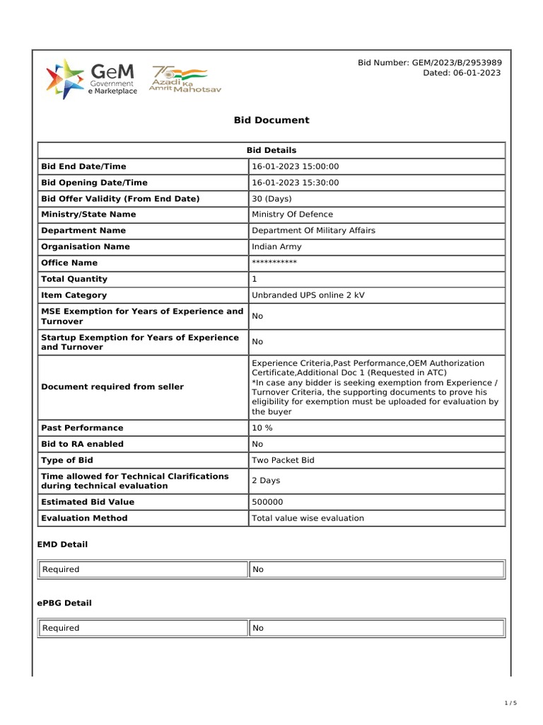 Tenders For Supply of Unbranded Ups Online 2 KV | PDF | Procurement ...