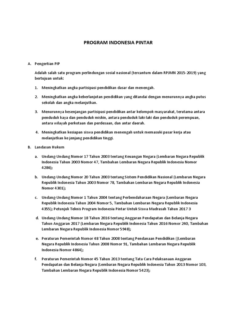 Pengertian Program Indonesia Pintar | PDF