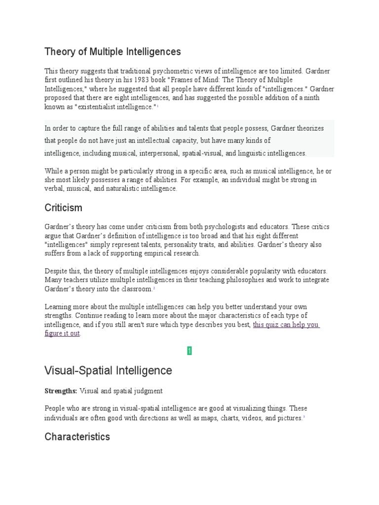Understanding Multiple Intelligences | PDF | Intelligence | Learning