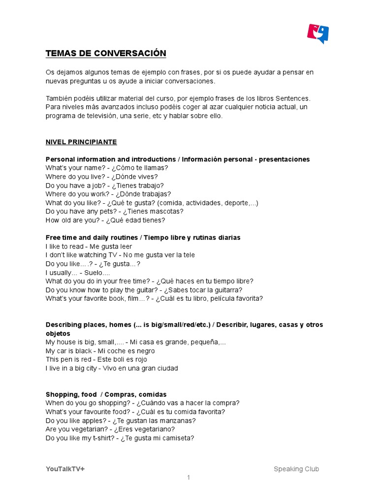 Speaking Topics | PDF