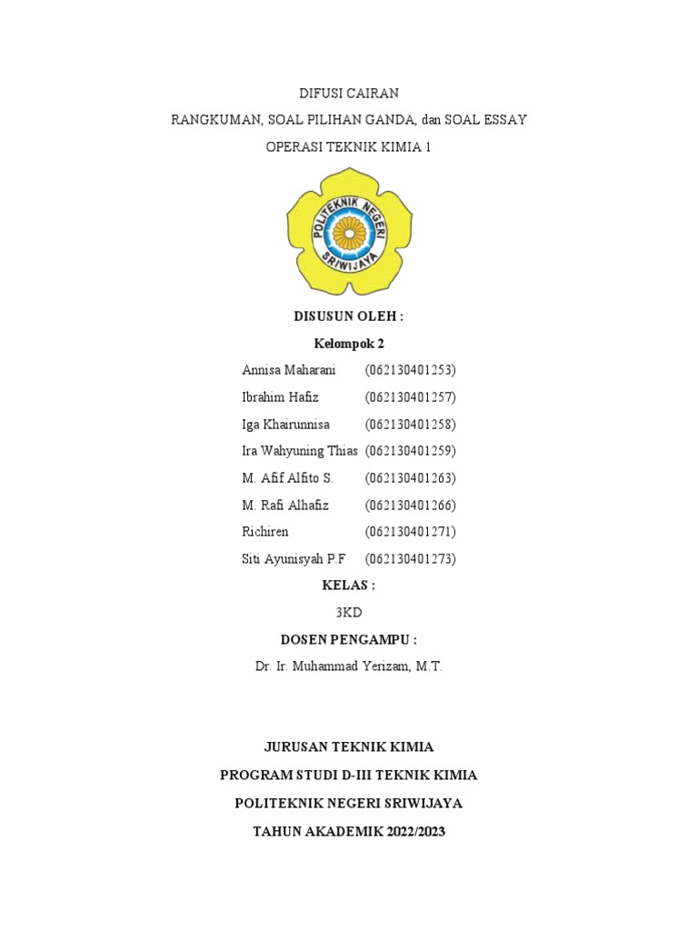 Kelompok 2 - Difusivitas Cairan - Otk 1 | PDF
