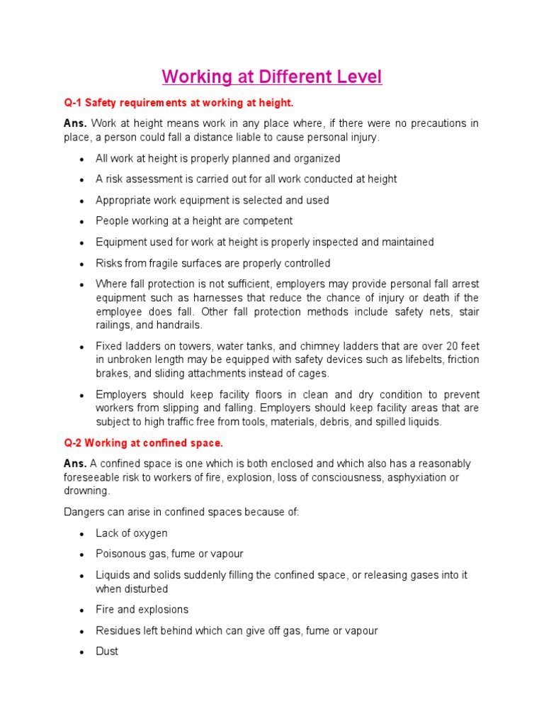 Working at Different Levels | PDF | Safety | Occupational Safety And Health