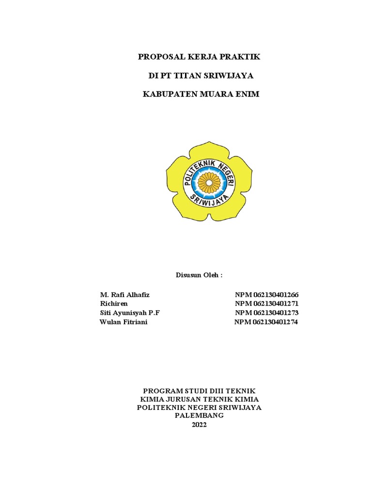 Proposal Kerja Praktik Teknik Kimia | PDF