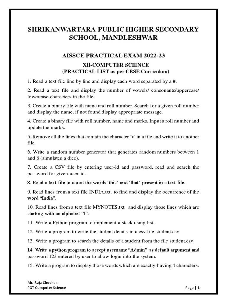 Cs Practicals | PDF | Table (Database) | Information Retrieval Cs Practicals | PDF | Table (Database) | Information Retrieval