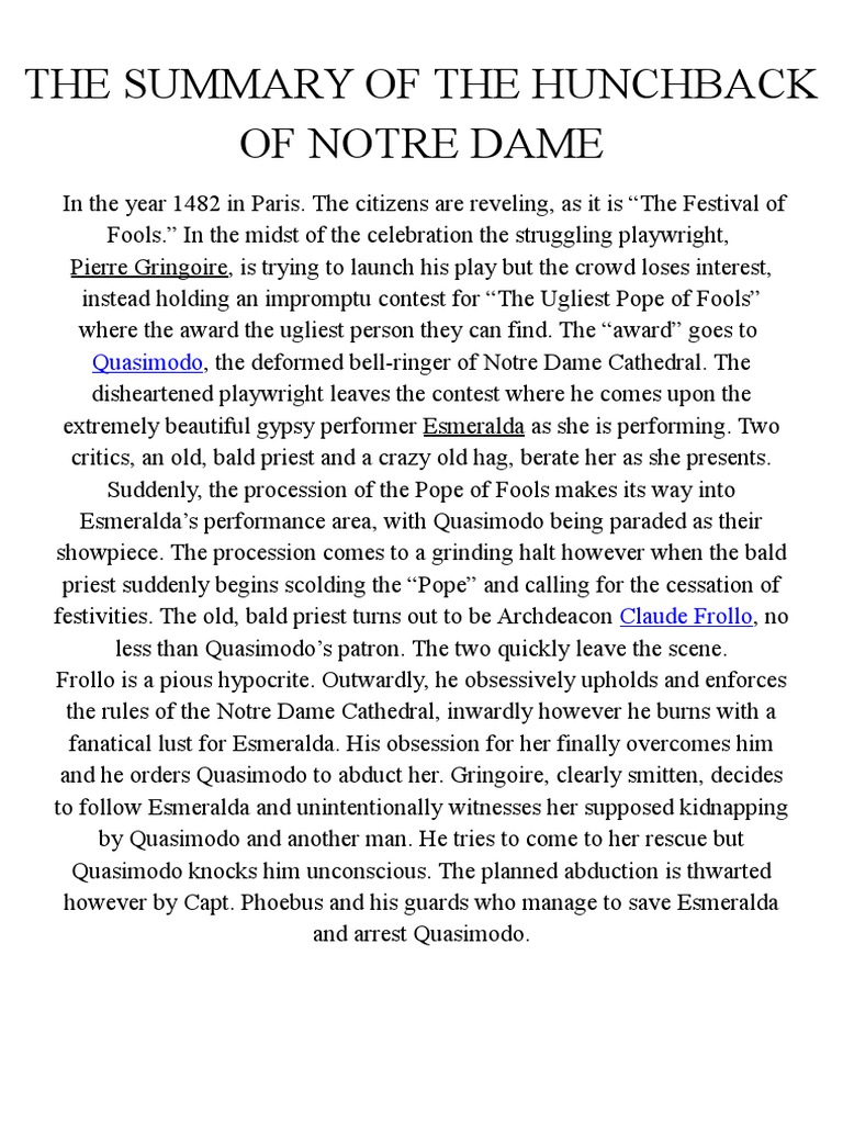The Summary of The Hunchback of Notre Dame | PDF