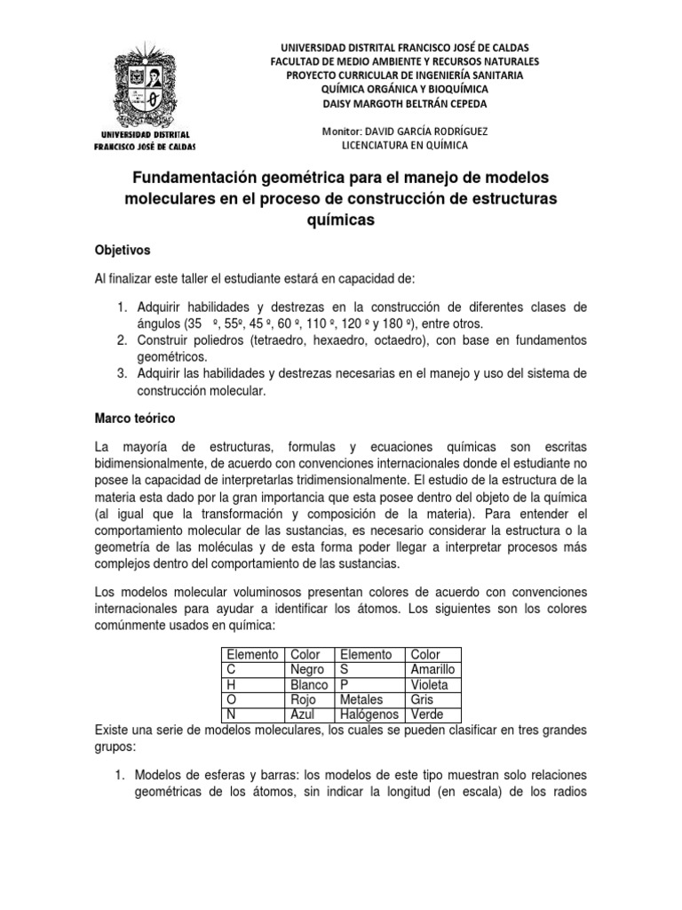 Guía 1 Fundamentación Geométrica para El Manejo de Modelos Moleculares ... Guía 1 Fundamentación Geométrica para El Manejo de Modelos Moleculares ...
