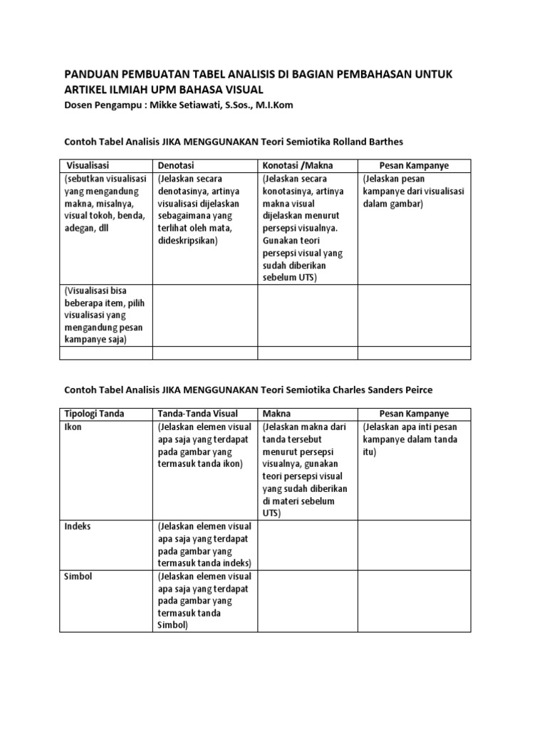 Panduan Tabel Analisis Visual | PDF | Komputer