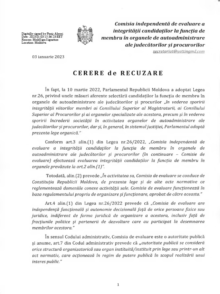 Cerere Recuzare - Signed | PDF