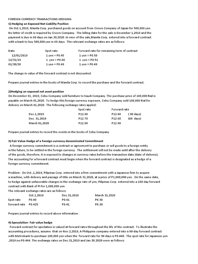 Foreign Currency Transactions-Hedging | PDF | Hedge (Finance) | Spot ...