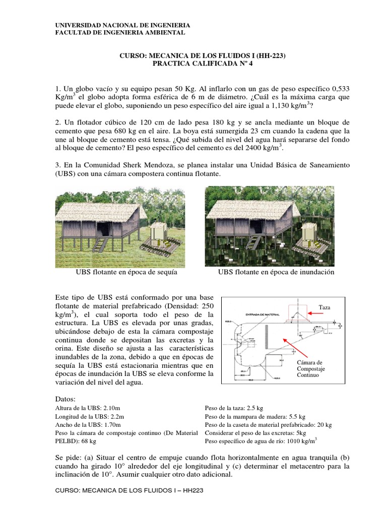 Práctica Calificada N°4 2019-1 | PDF | Agua