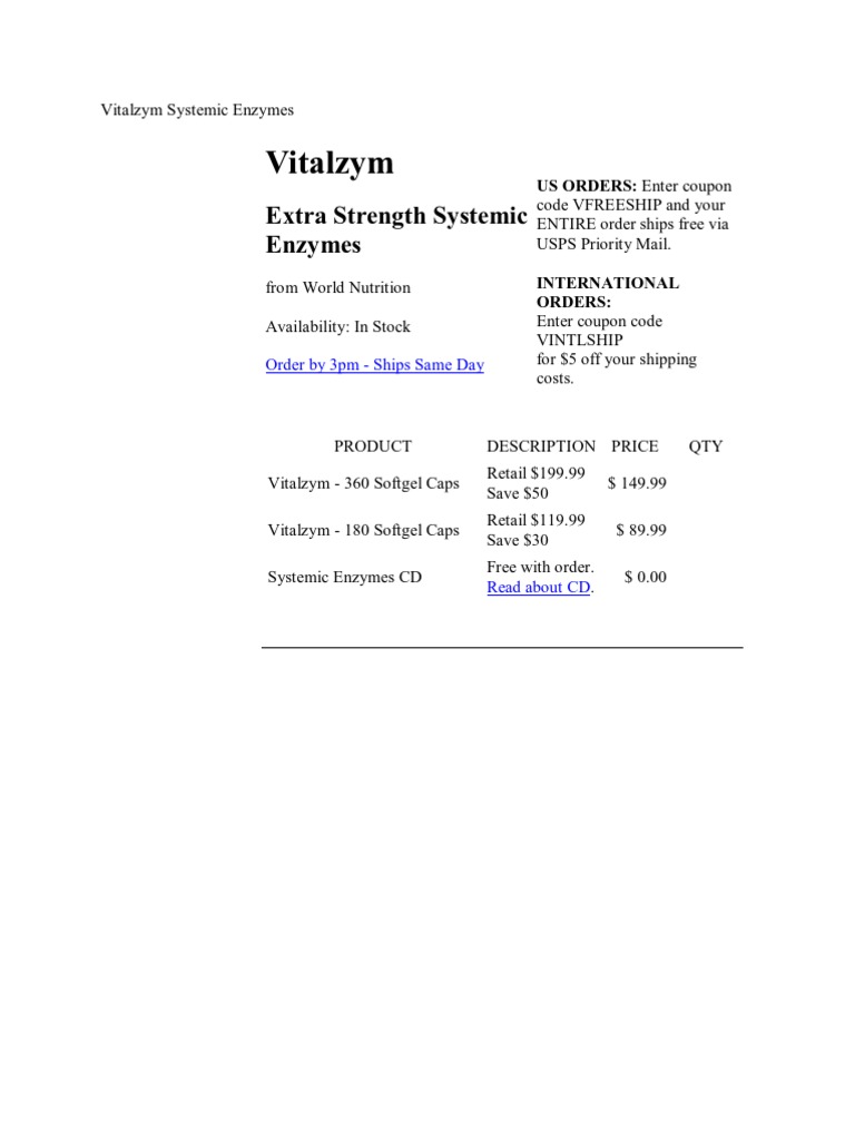 Vitalzym Systemic Enzymes | PDF | Immune System | Virus