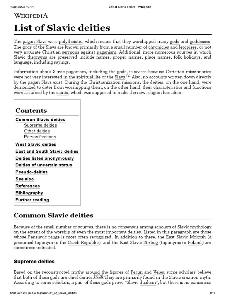 List of Slavic deities - Wikipedia | PDF