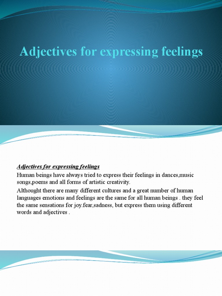 Adjectives For Expressing Feelings | PDF