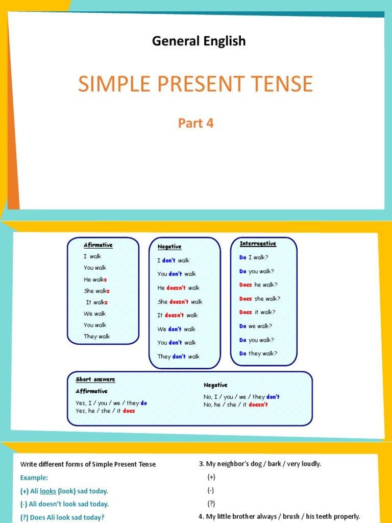 Simple Present Tense - Part 4 | Download Free PDF | Linguistic Typology | Languages