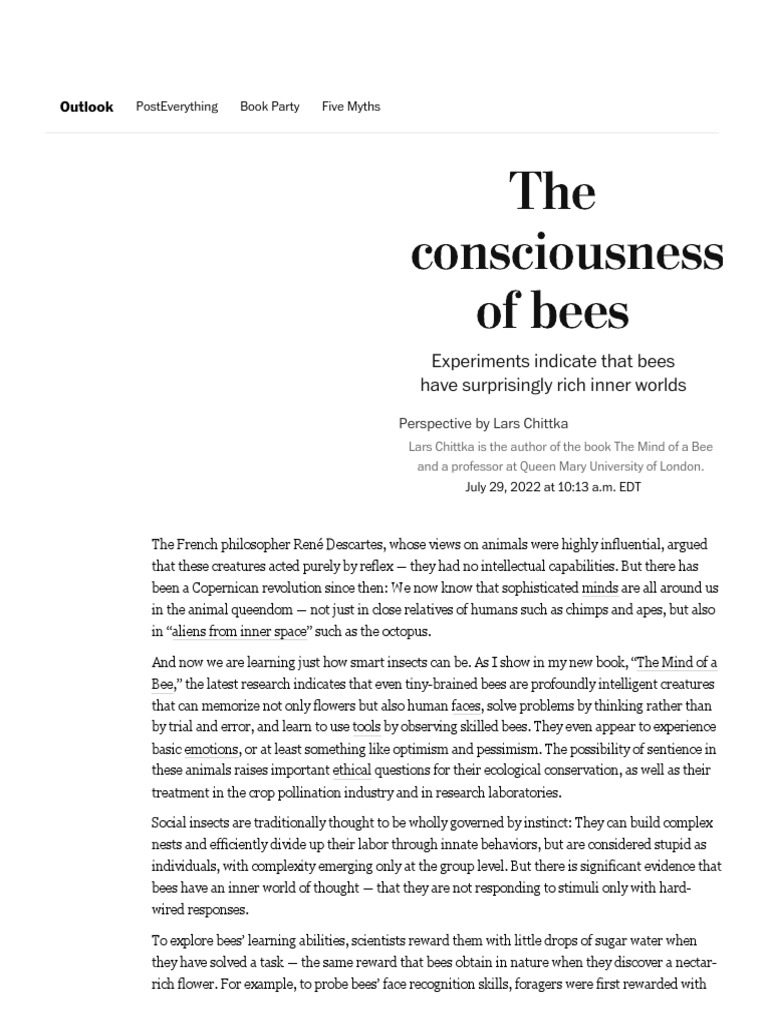 The Consciousness of Bees - The Washington Post | PDF | Honey Bee ...