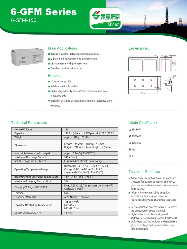 6-GFM Series 150AH | PDF | Electrical Engineering | Energy Storage