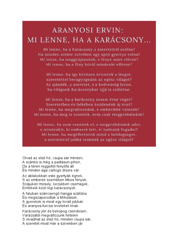Versek Karácsonyi Műsorhoz | PDF