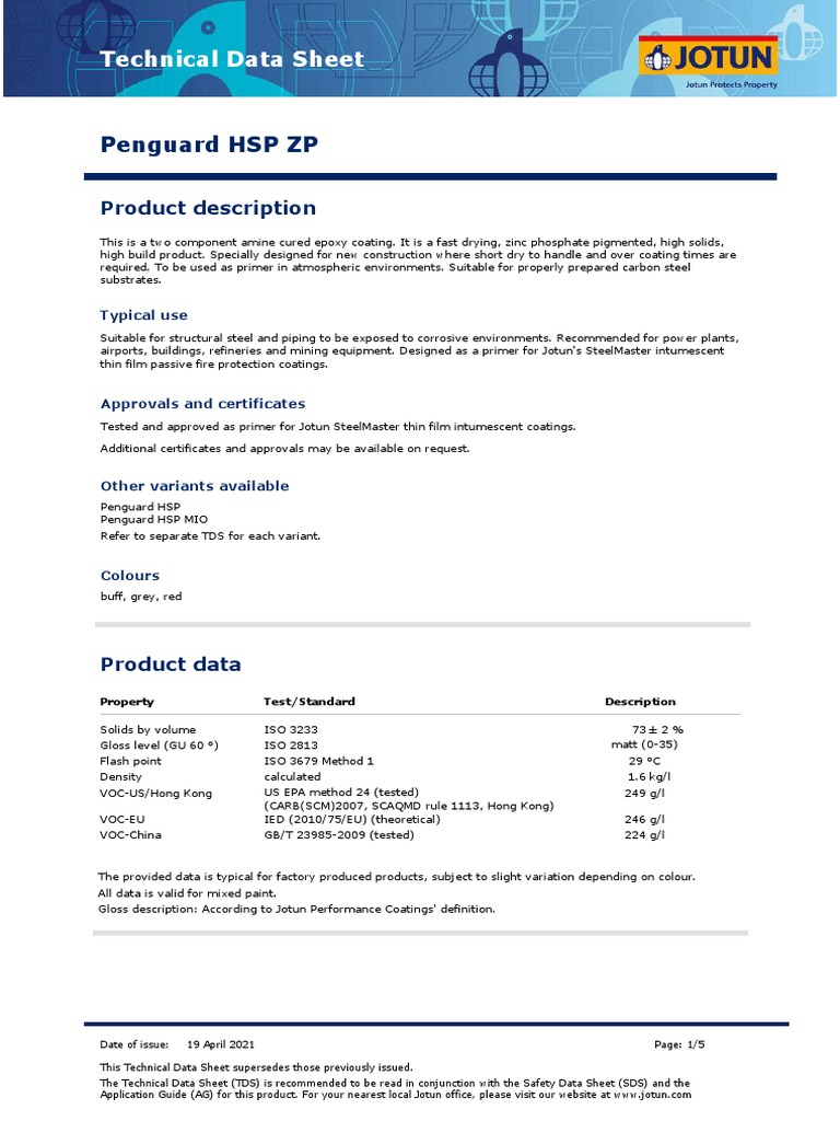 TDS 20920 Penguard HSP ZP Euk GB | PDF | Paint | Epoxy