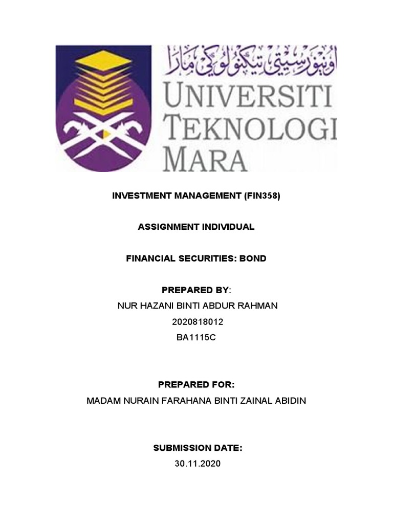 Fin358 Individual Assignment (Bond) | PDF | Bonds (Finance) | Stocks