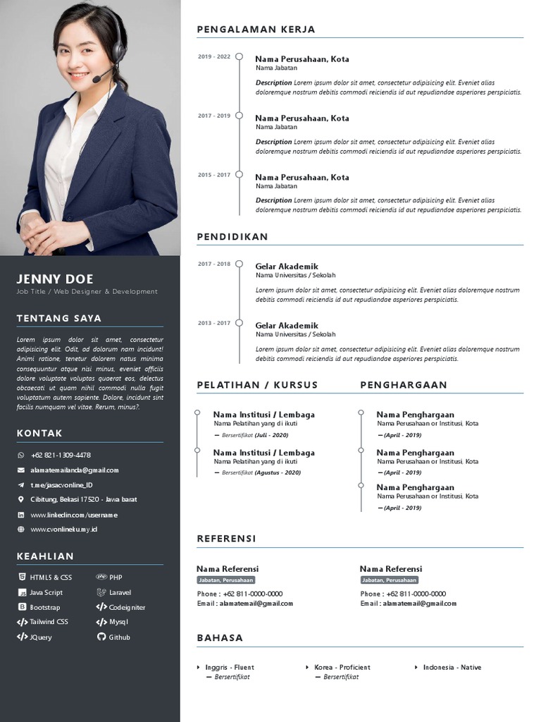6 Contoh Template CV Simpel Profesional | PDF