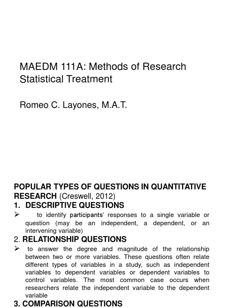 Lesson 8 Statistical Treatment | PDF | Statistics | Nonparametric ...