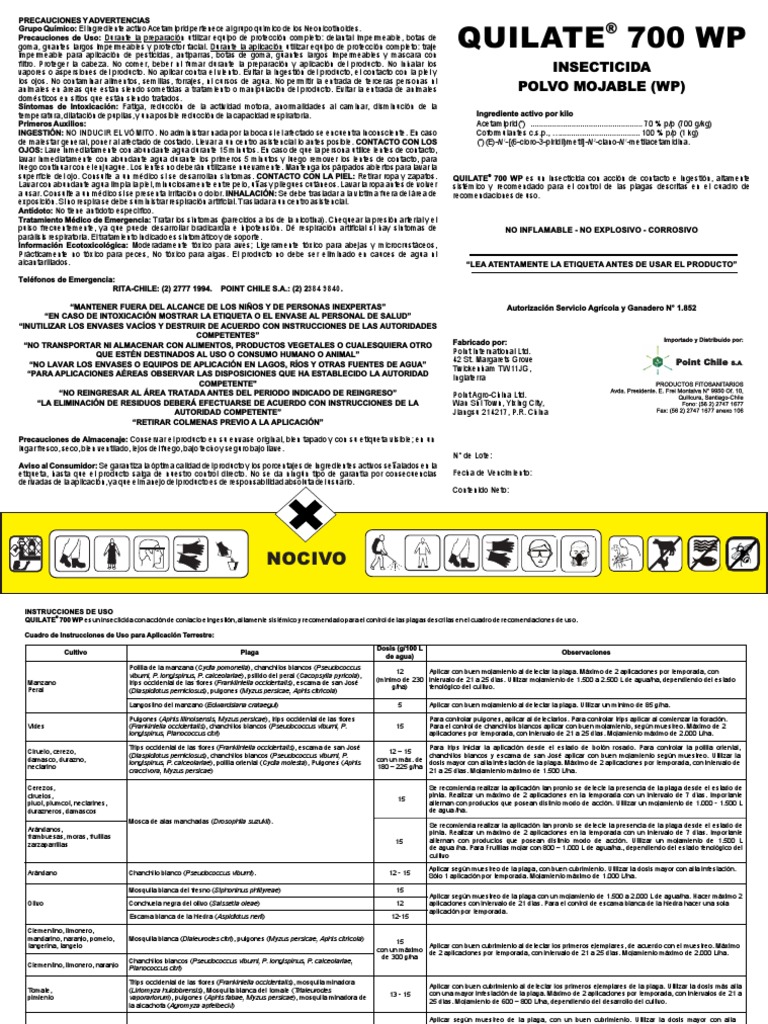 Quilate 700 WP | PDF | Agua | Pesticida