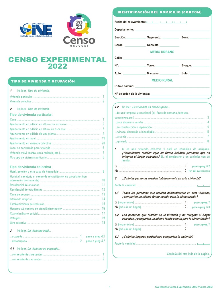 Formulario Censo Experimental 2022 | PDF | Apartamento | Residuos