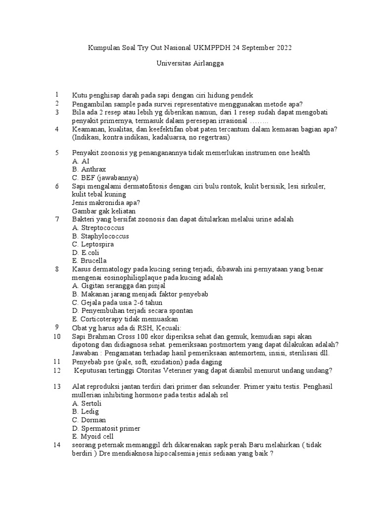 Kumpulan Soal Try Out 24 September 2022 | PDF