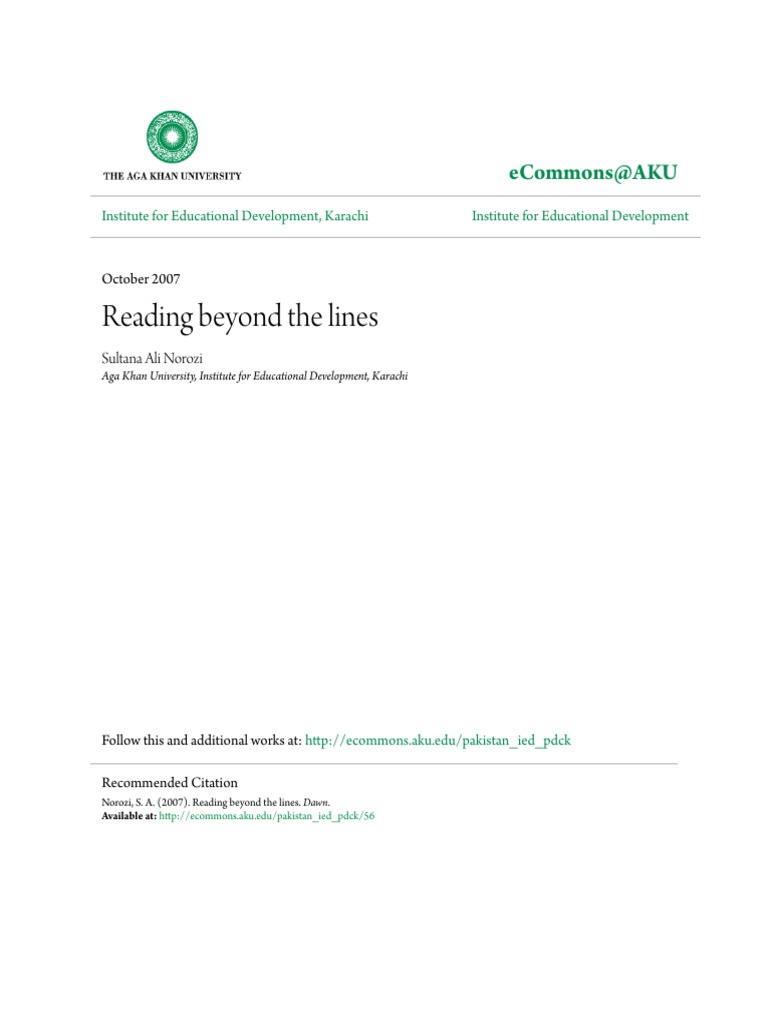 Reading Beyond The Lines | PDF | Reading Comprehension | Schema ...