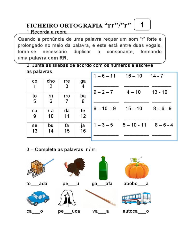Ficheiro Ortografia R RR | PDF | Artes Linguísticas e Disciplina