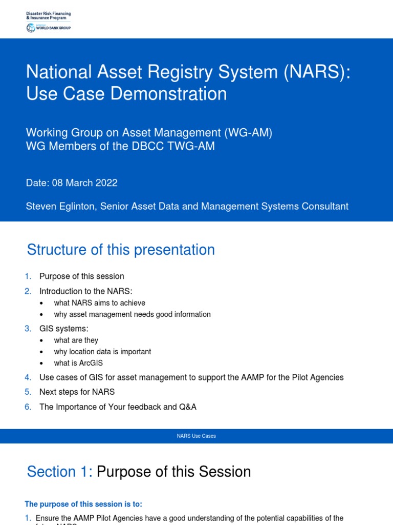 NARS Use Cases for Asset Management | PDF | Arc Gis | Geographic ...