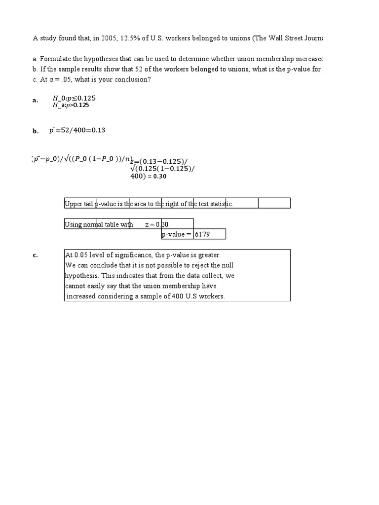 Hypothesis Testing & Regression Activities | PDF | P Value | Regression ...