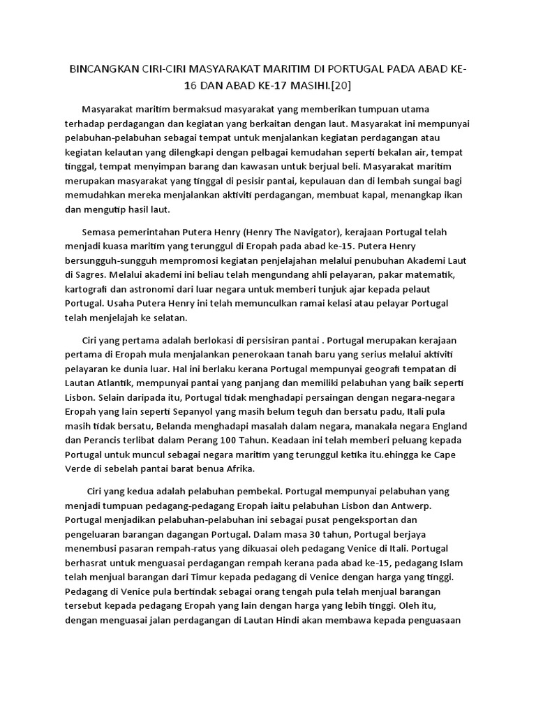 Ciri Masyarakat Maritim Portugal | PDF