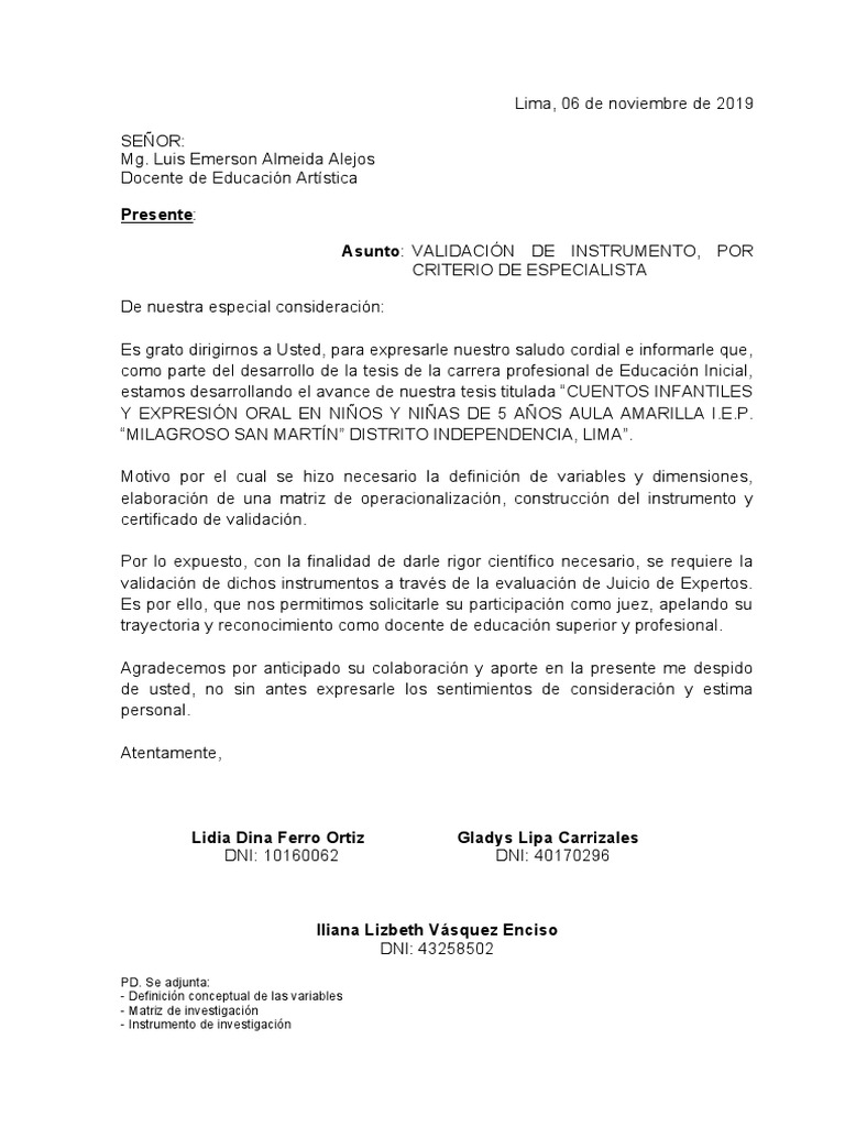 Mtro. Luis Emerson - Carta de Validacion - Juicio de Expertos | PDF ... Mtro. Luis Emerson - Carta de Validacion - Juicio de Expertos | PDF ...