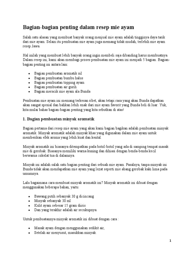 Resep Mie Ayam | PDF