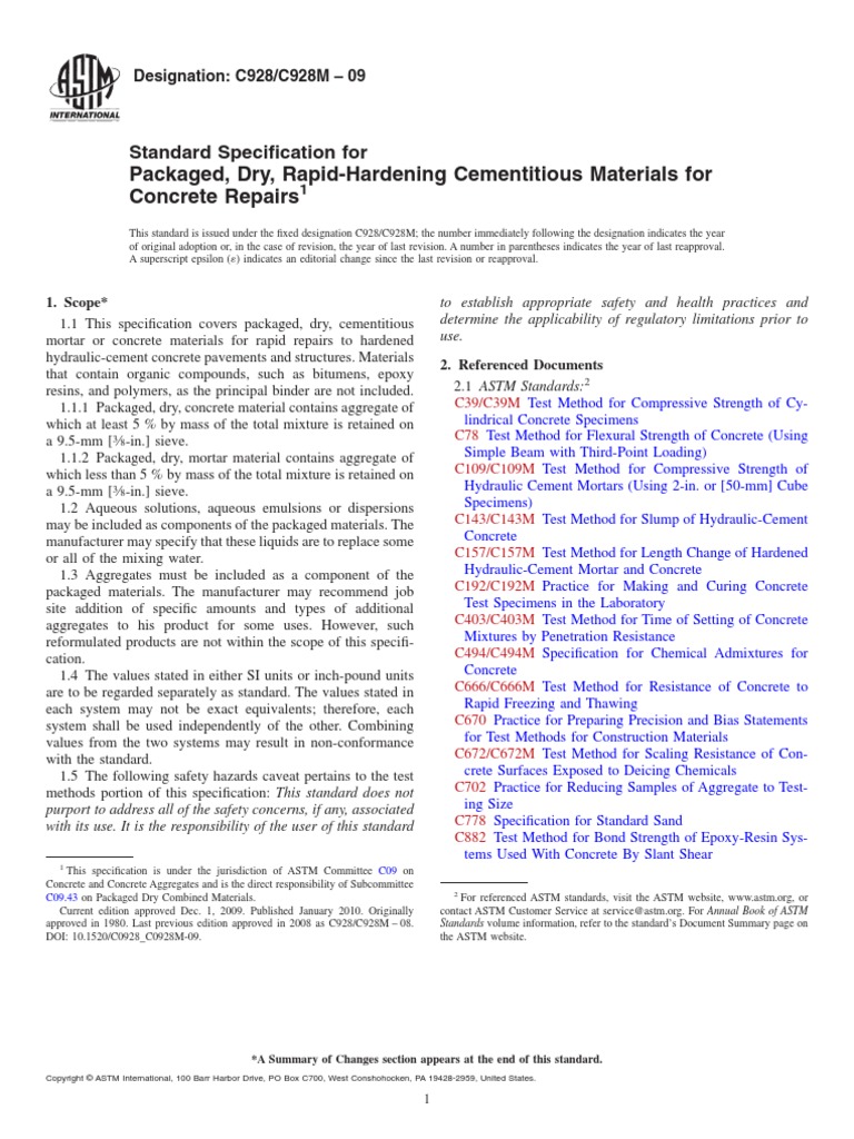 Packaged, Dry, Rapid-Hardening Cementitious Materials For Concrete ...