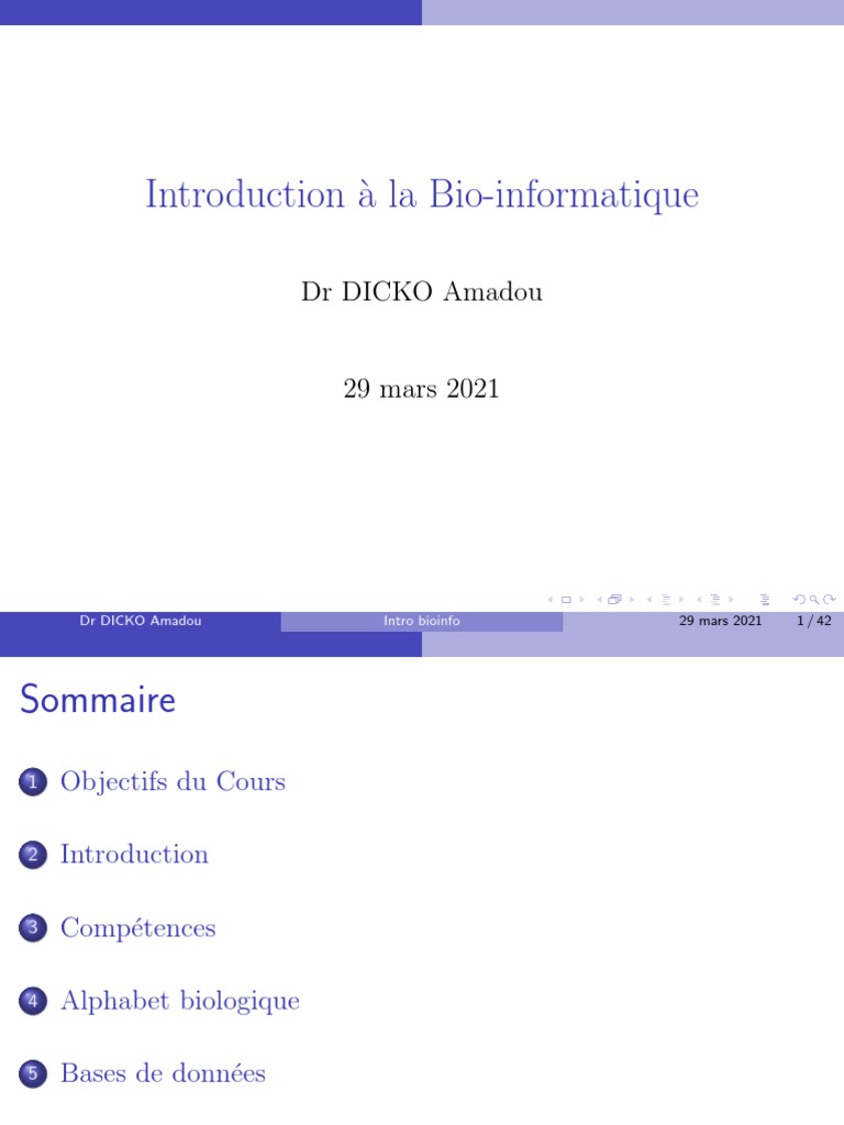 Introduction à la Bio-informatique | PDF | Bio-informatique ...